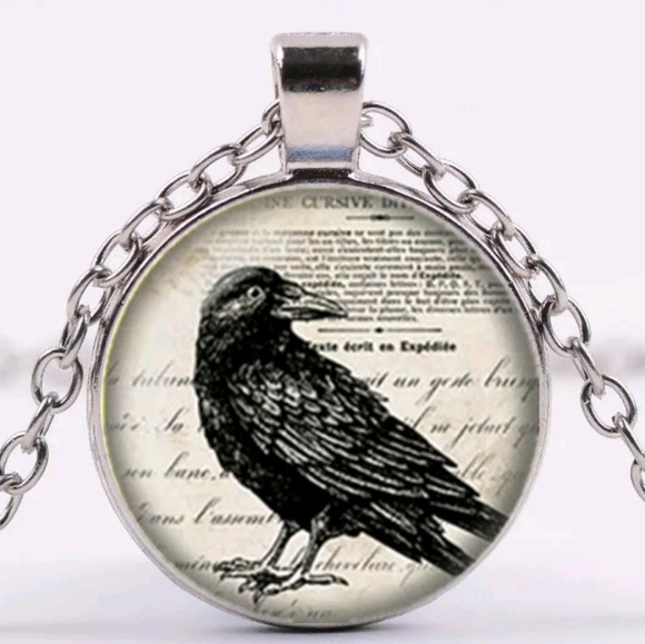 Fashion Jewelry | Jewelry | Vintage Style Raven Cabochon Pendant ...